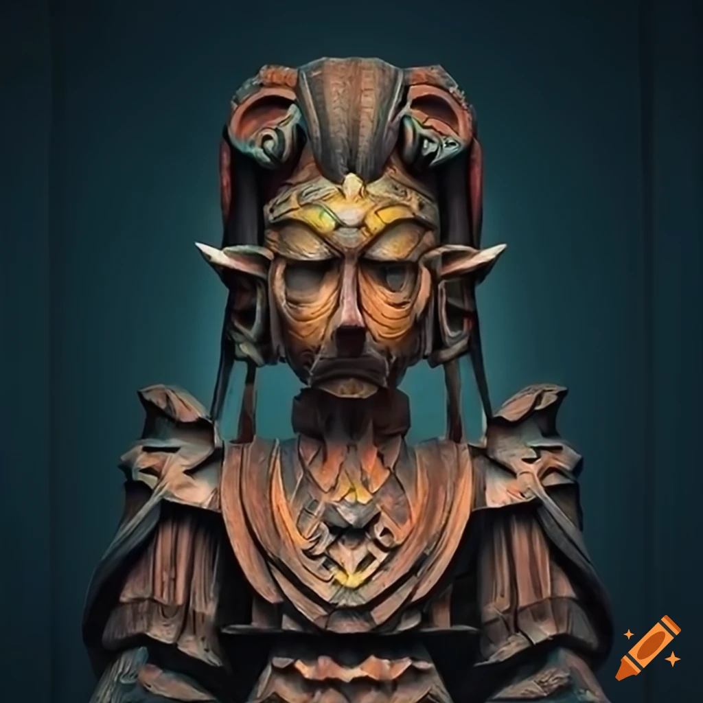 Detailed zelda game motif carving on Craiyon