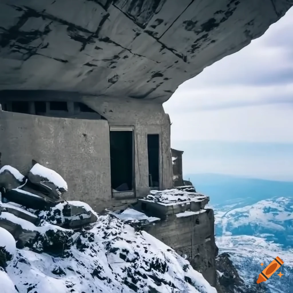 Snowy cliff dwelling hidden in the mountains on Craiyon