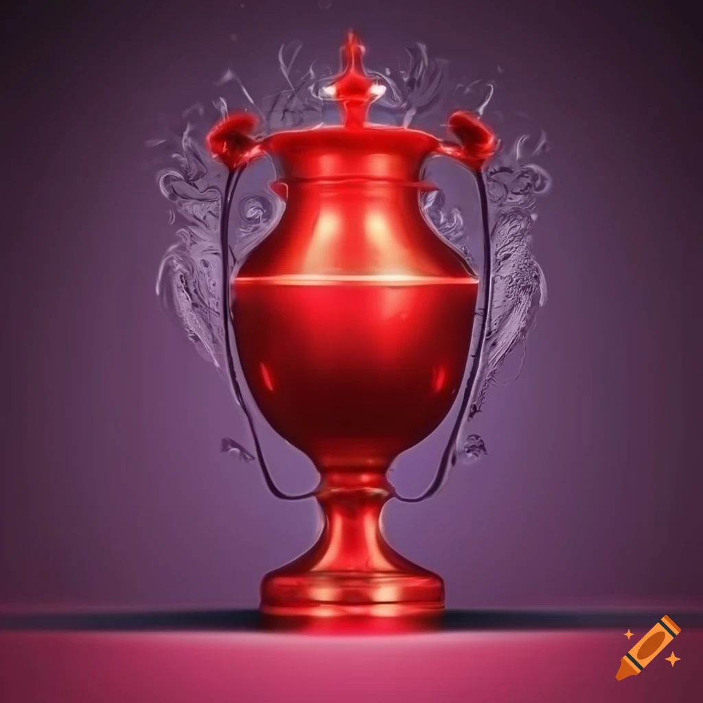 Red trophy on a matte black background on Craiyon