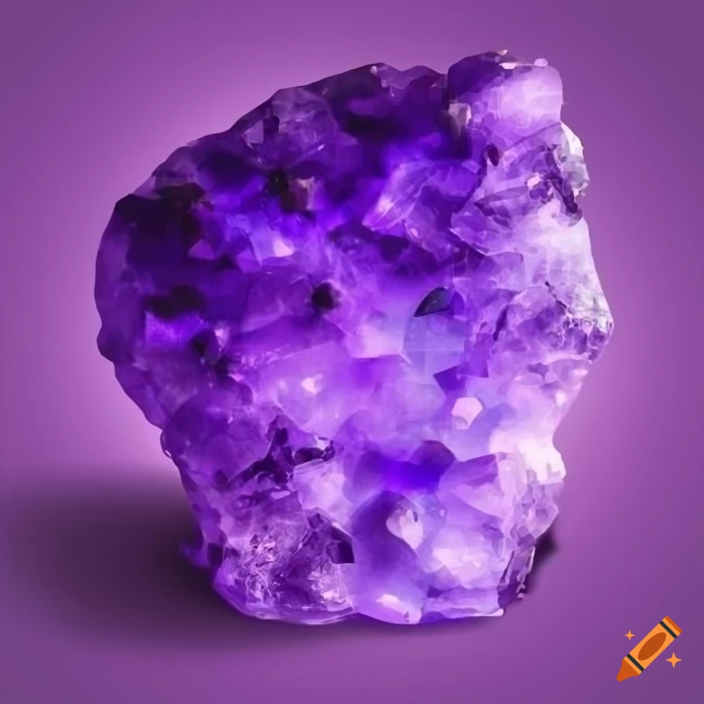 Clipart of a rough amethyst stone on solid background on Craiyon