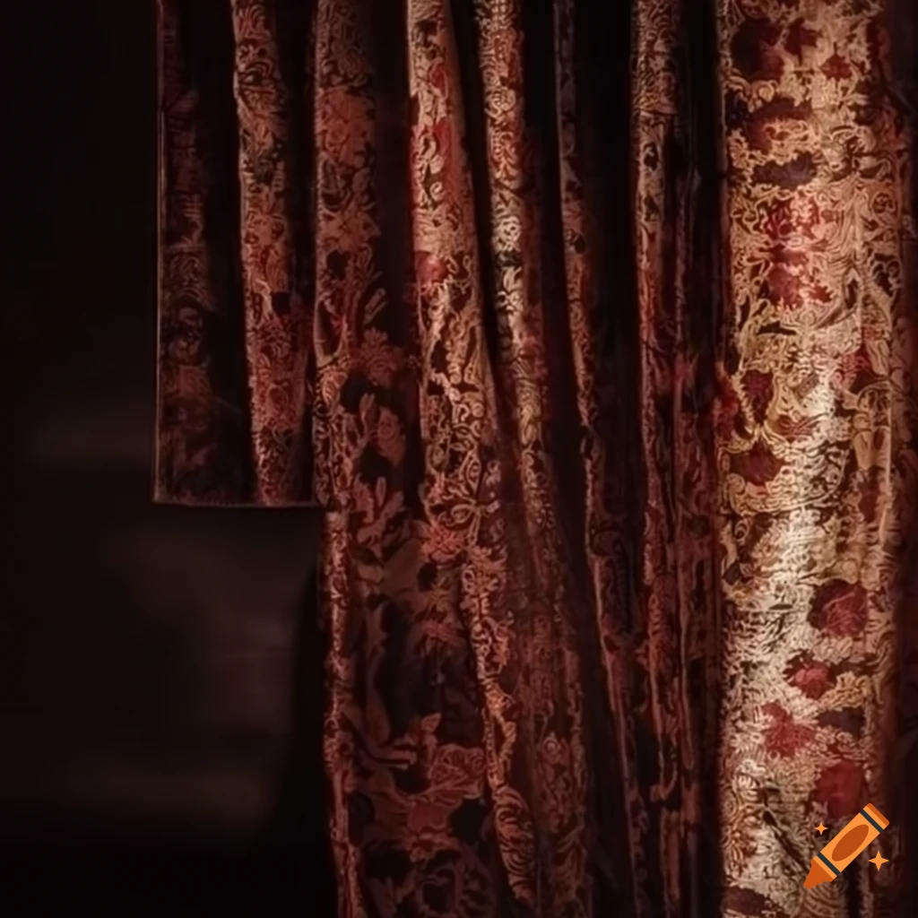 Dark room with floral pattern curtains on Craiyon