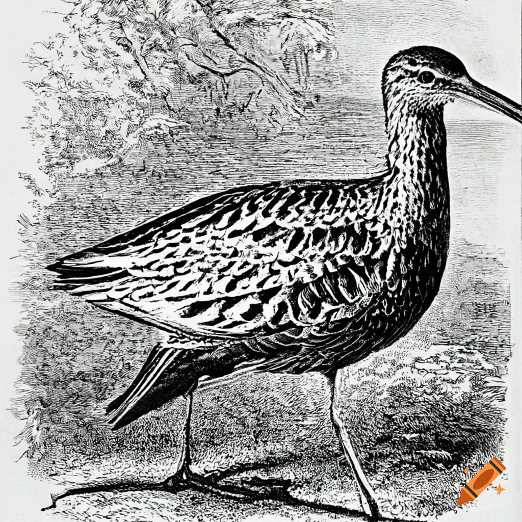 Zoological illustration of eurasian curlew by charles darwin on Craiyon