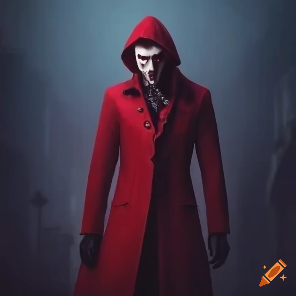 Image of a mysterious vampire walking through a foggy night city on Craiyon