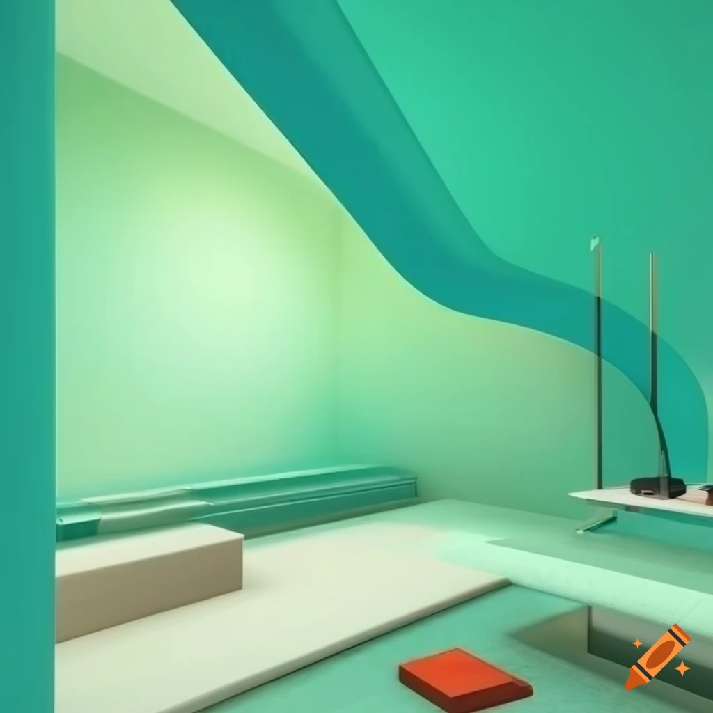 3d rendered living room with surreal interior design on Craiyon