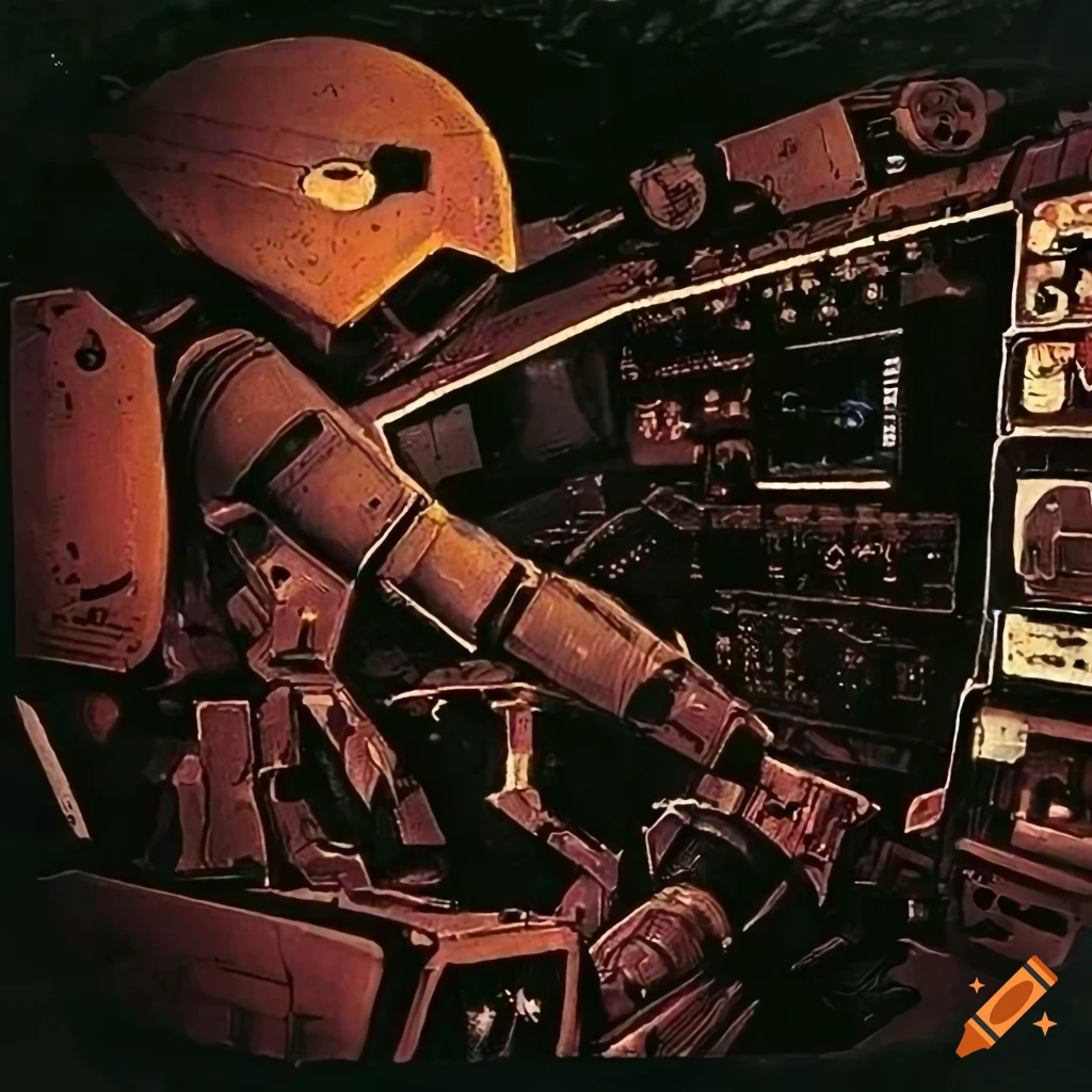 Sci Fi Artwork Of A Venusian Soldier In An Armored Core Cockpit On Craiyon