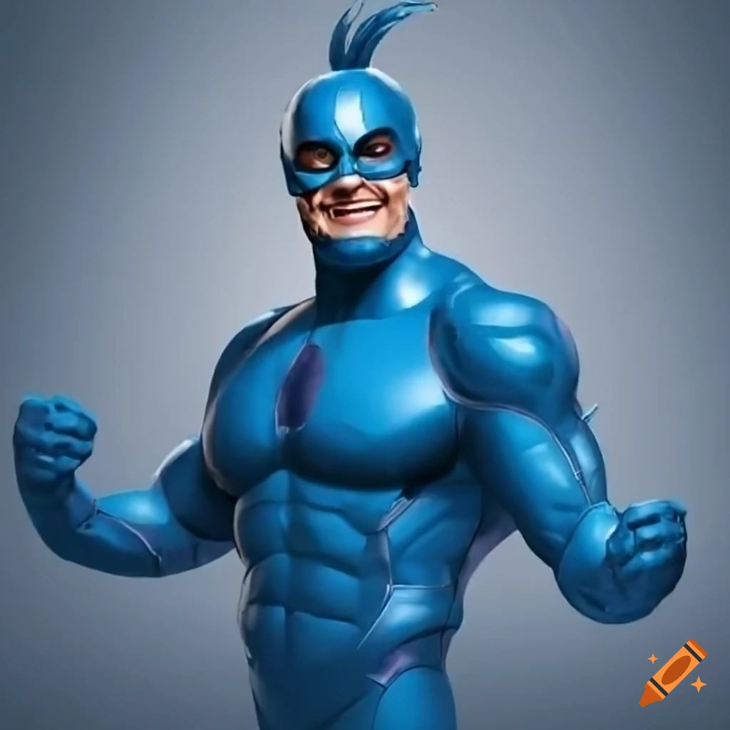 The Tick superhero flexing his muscles on Craiyon