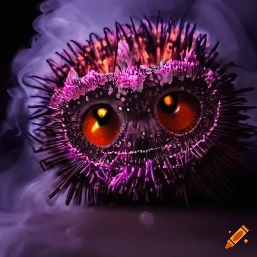 Psychedelic Pokemon artwork of a black sea urchin covered in smoke on ...