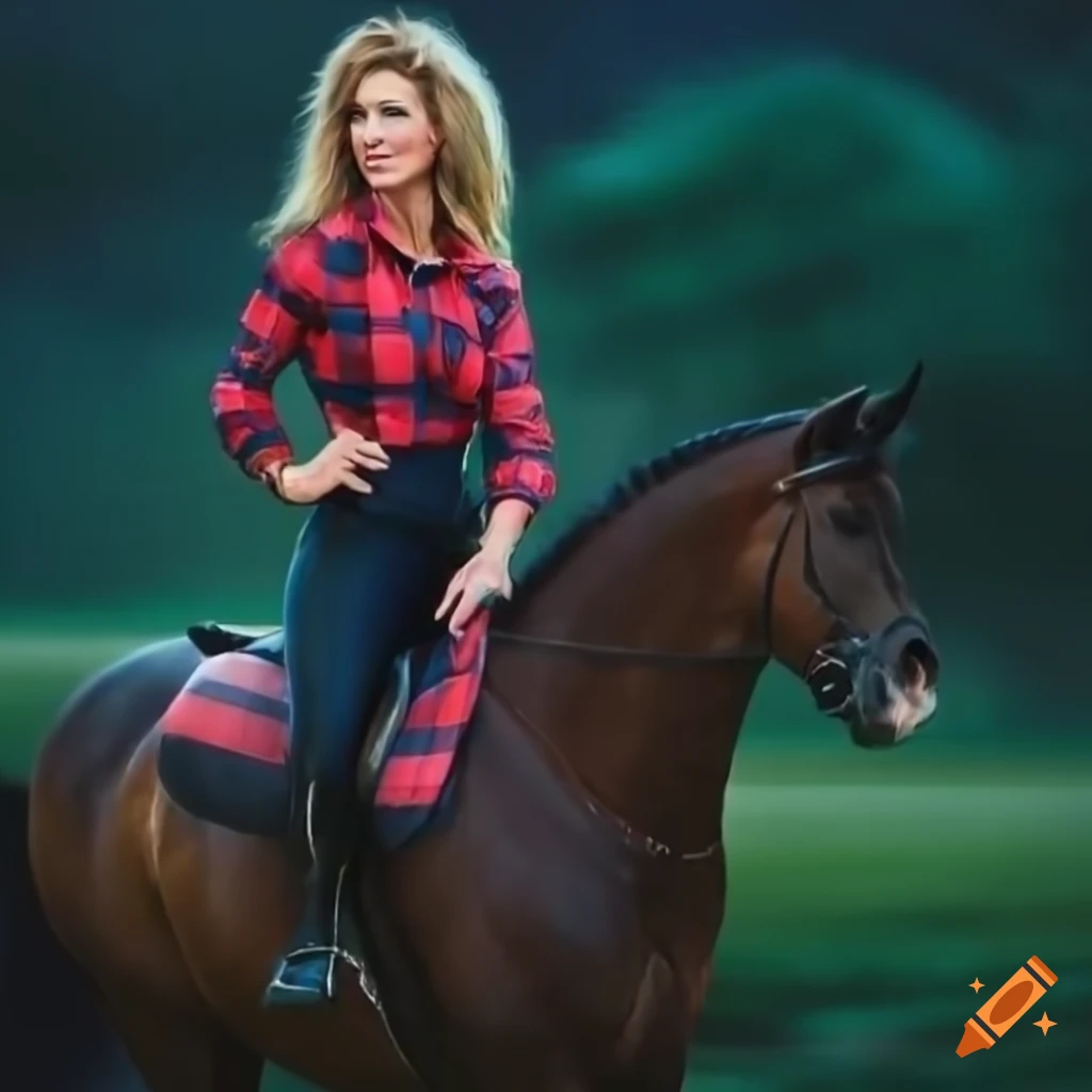 Close-up photograph of actress kate garraway as a horse-rider