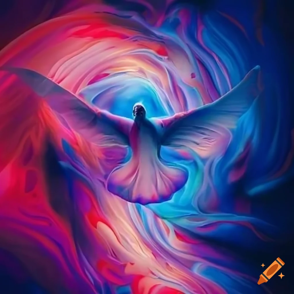 Abstract artwork depicting the holy spirit's support on Craiyon