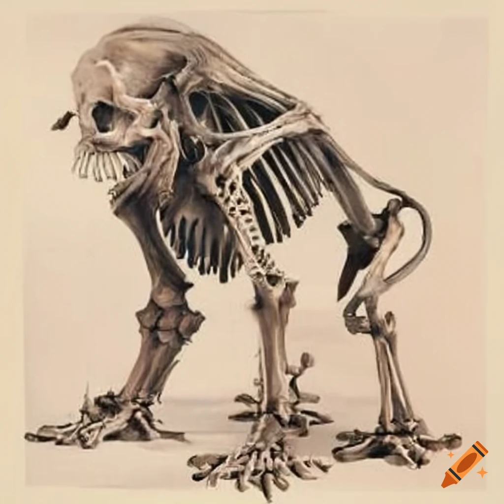 Skeletal structure of a mythical beast artwork on Craiyon