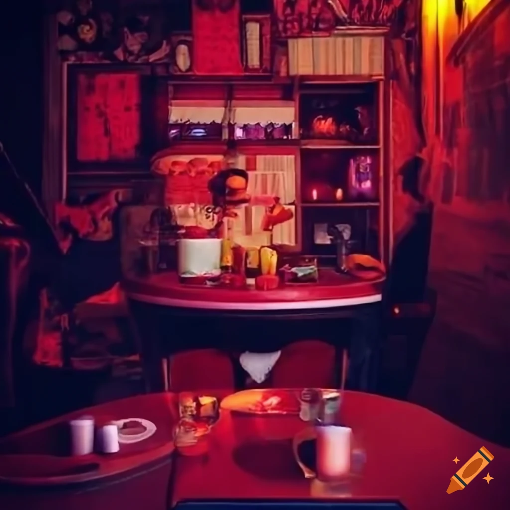 Psychedelic breakfast at a space cafe