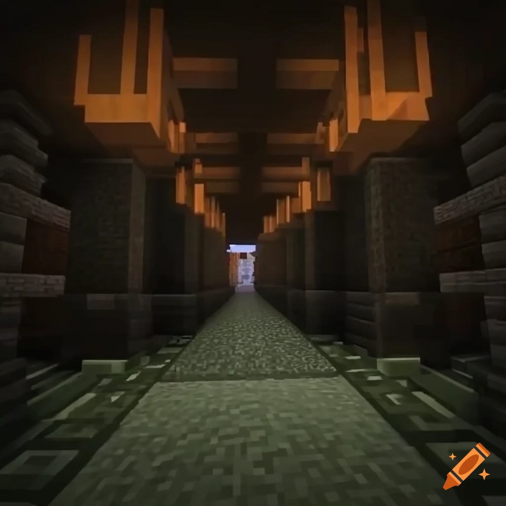 Mysterious cave in a minecraft environment on Craiyon