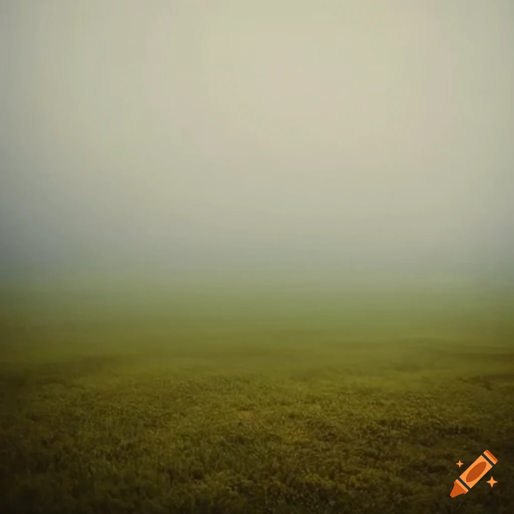 Foggy field with distant trees