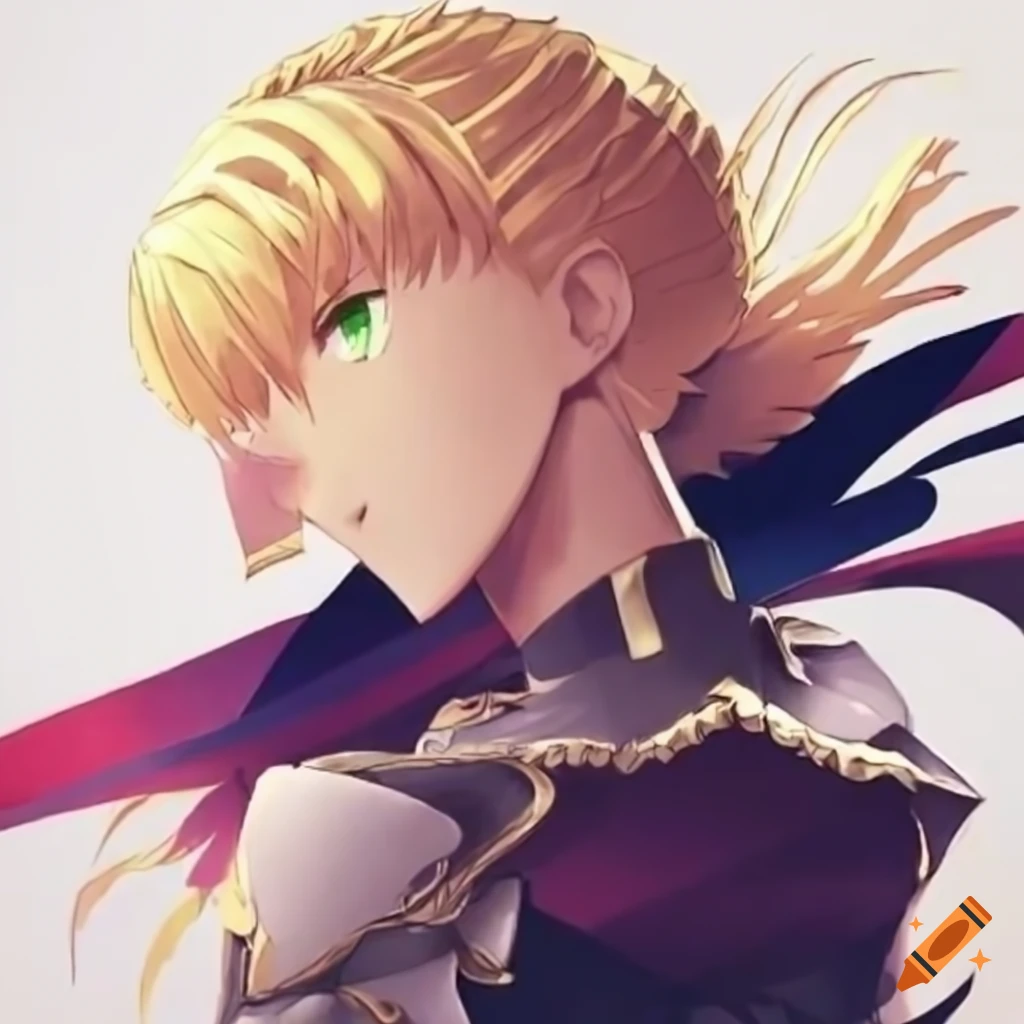 Fate stay night saber in a forest with a river in a long white ...