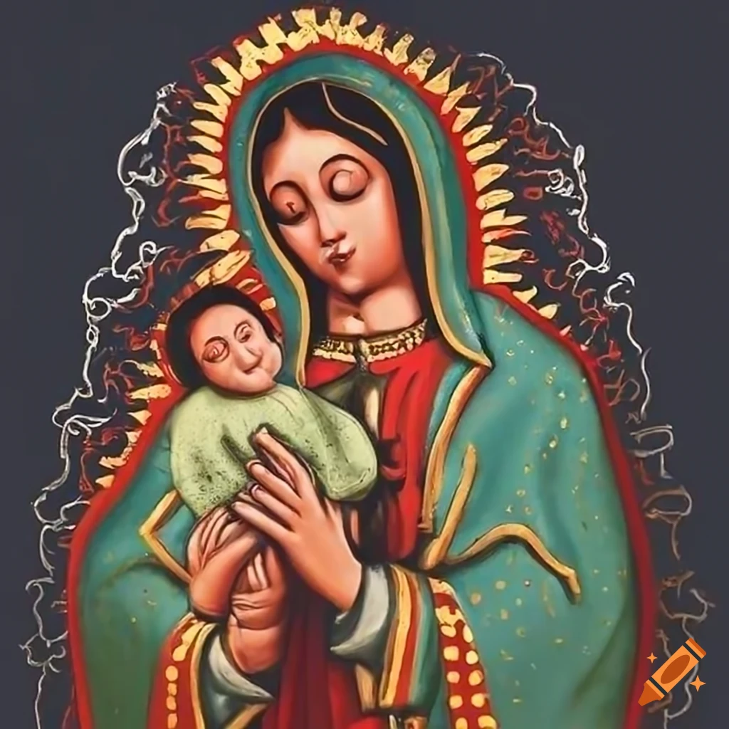 Artistic depiction of jewish virgin mary with crucifix on Craiyon