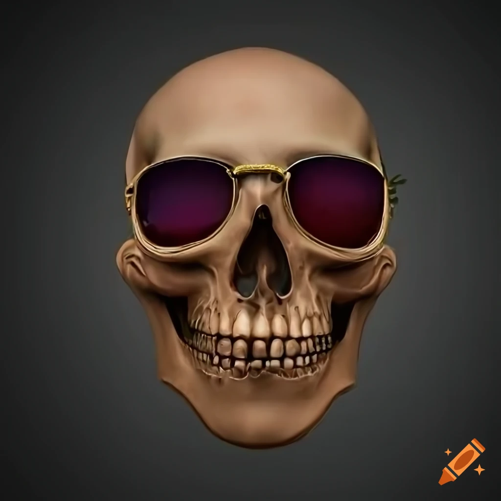 Skeleton head wearing headphones and sunglasses on Craiyon