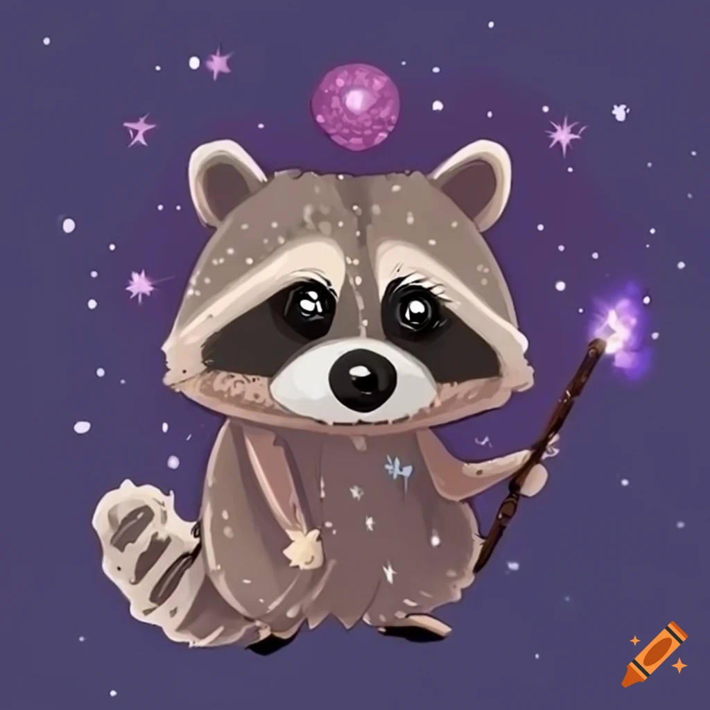 Image of a magical raccoon with a wand on Craiyon