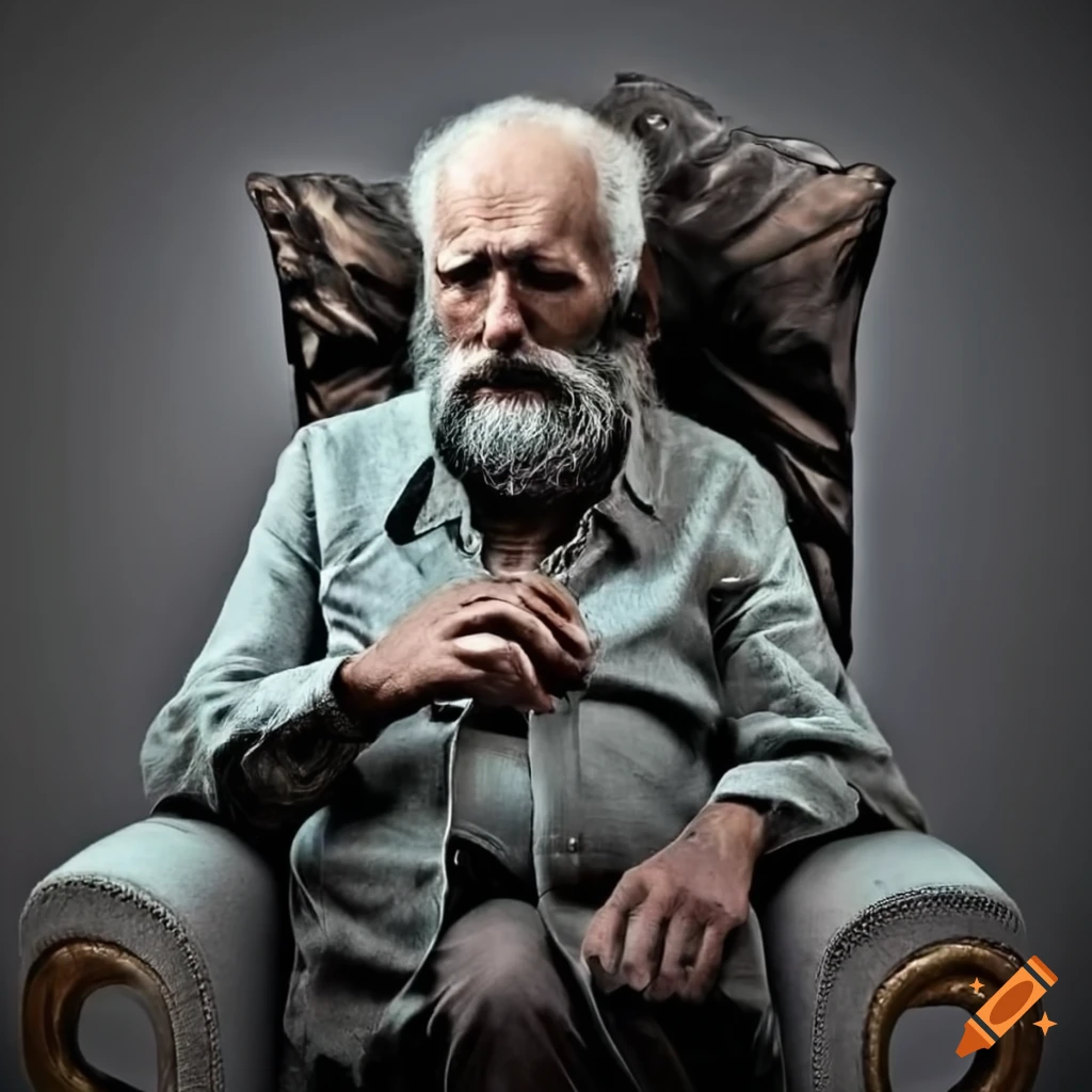 Portrait of an old man in his office on Craiyon