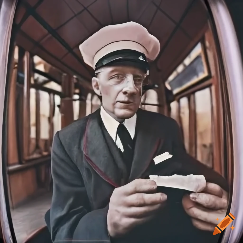 Portrait of a tram conductor in 1940s style on Craiyon