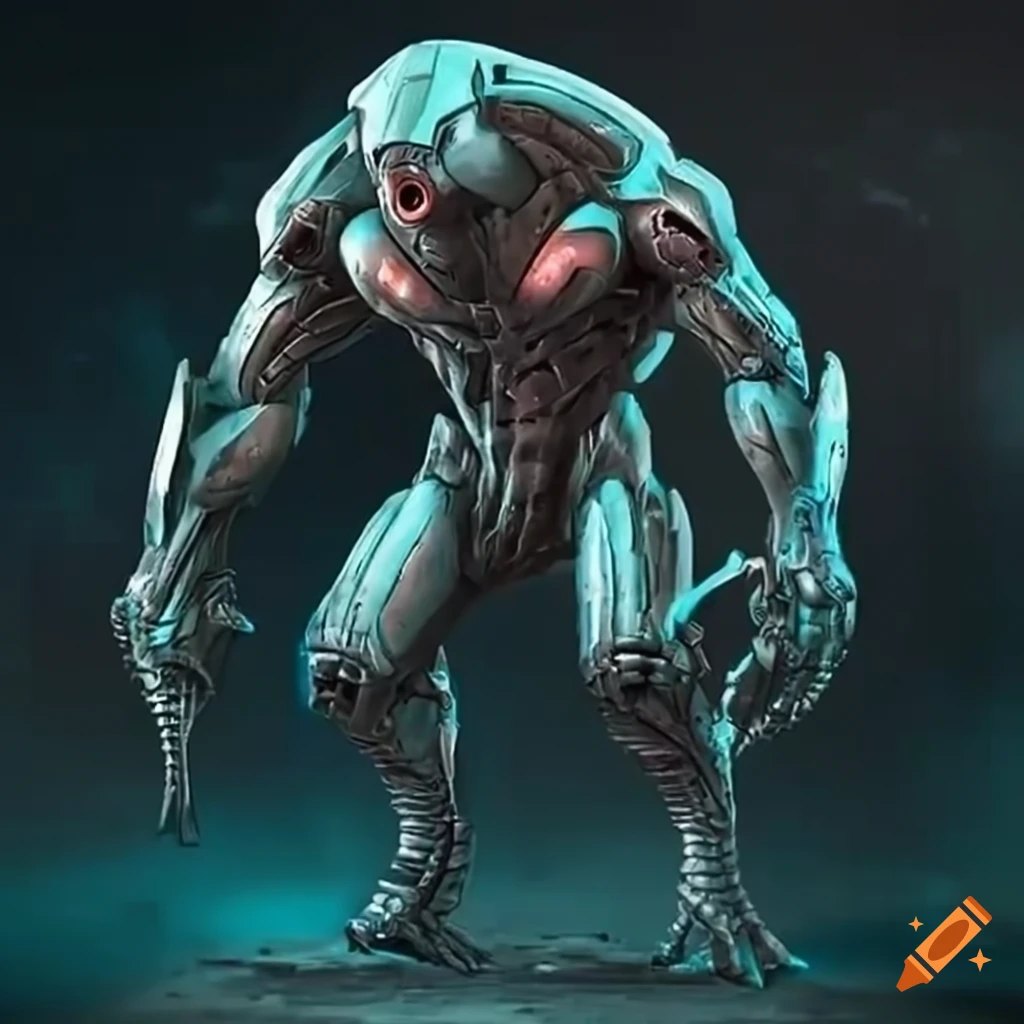 Cybernetic alien dreadnaught inspired by a dragon on Craiyon