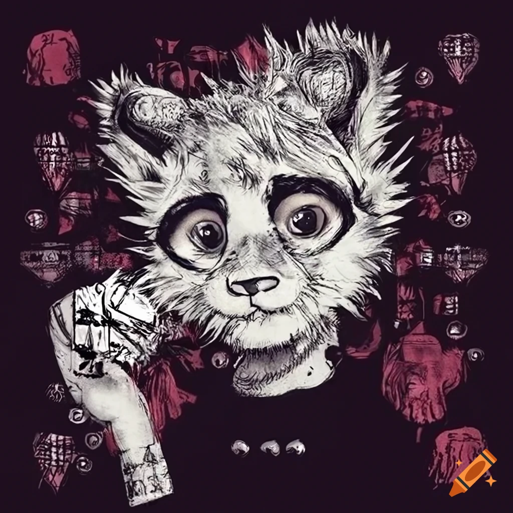 Punk Edgy Collage Sketch With Furry Aesthetic