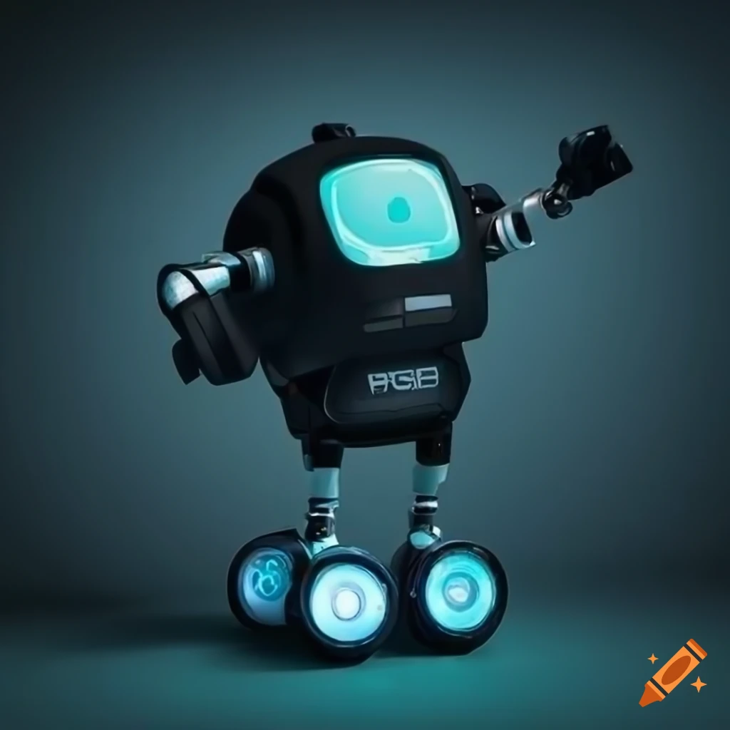 Photo réaliste d'un petit robot sympathique sur roulettes