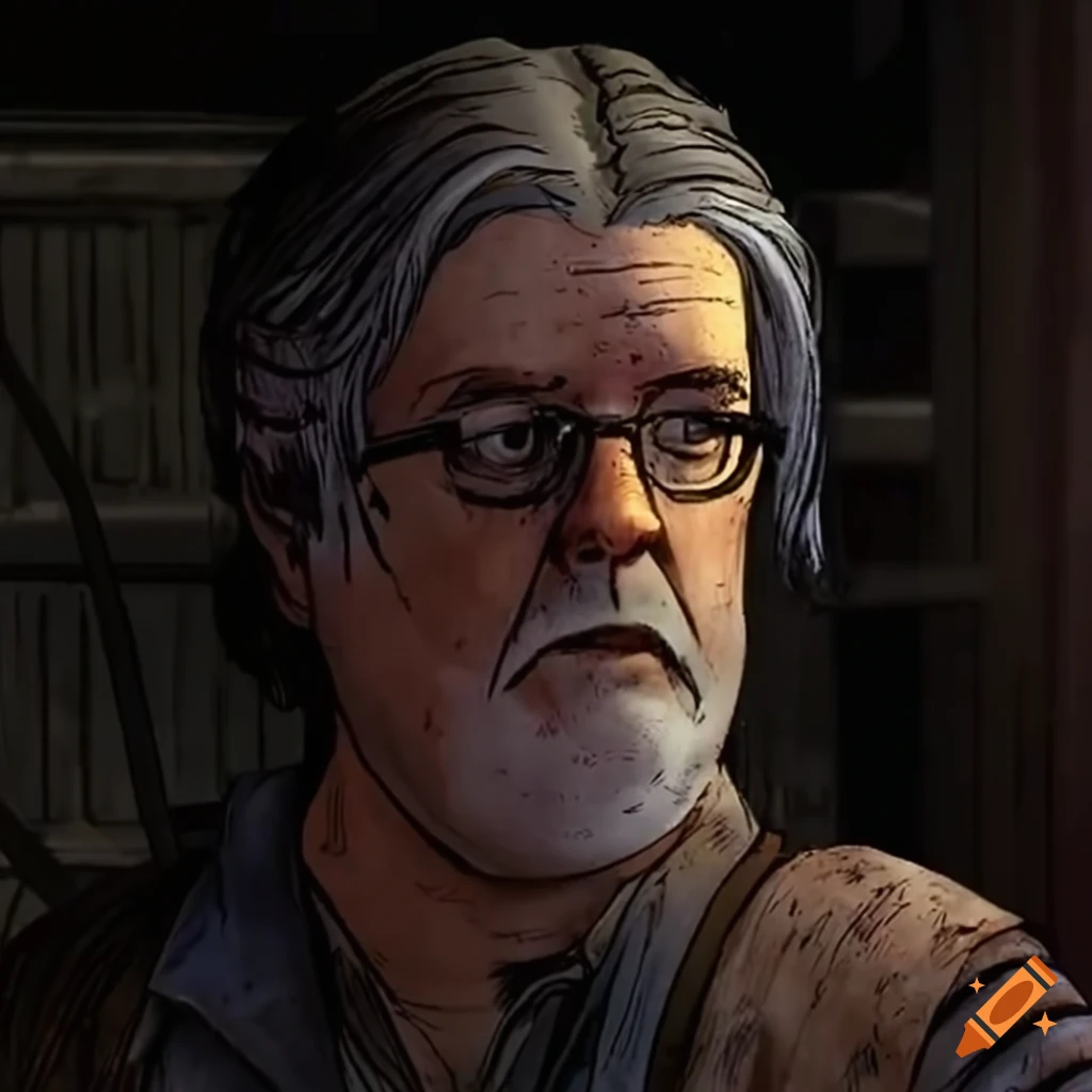 John noble as a survivor in the walking dead game on Craiyon