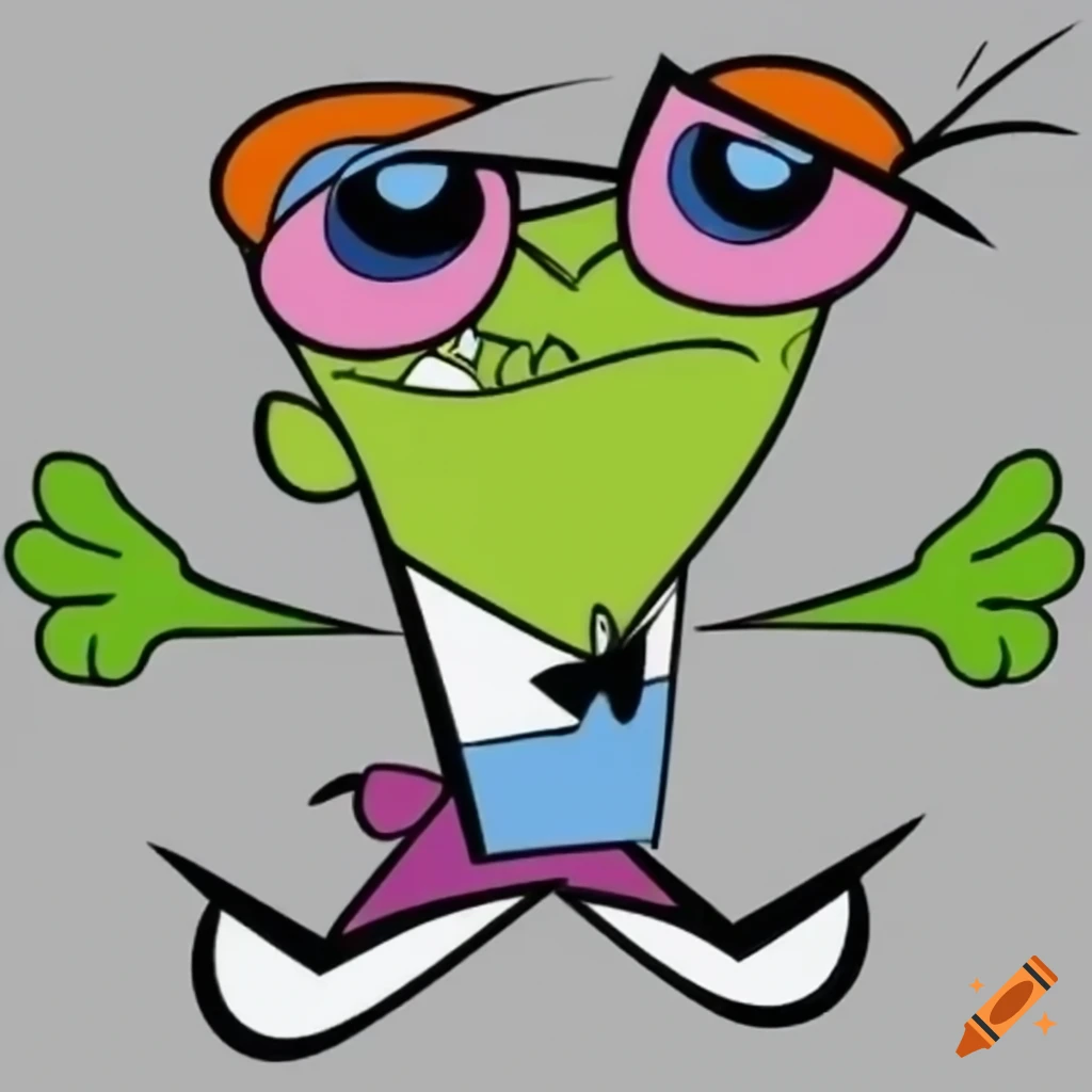 Cartoon depiction of dexter as a frog on Craiyon