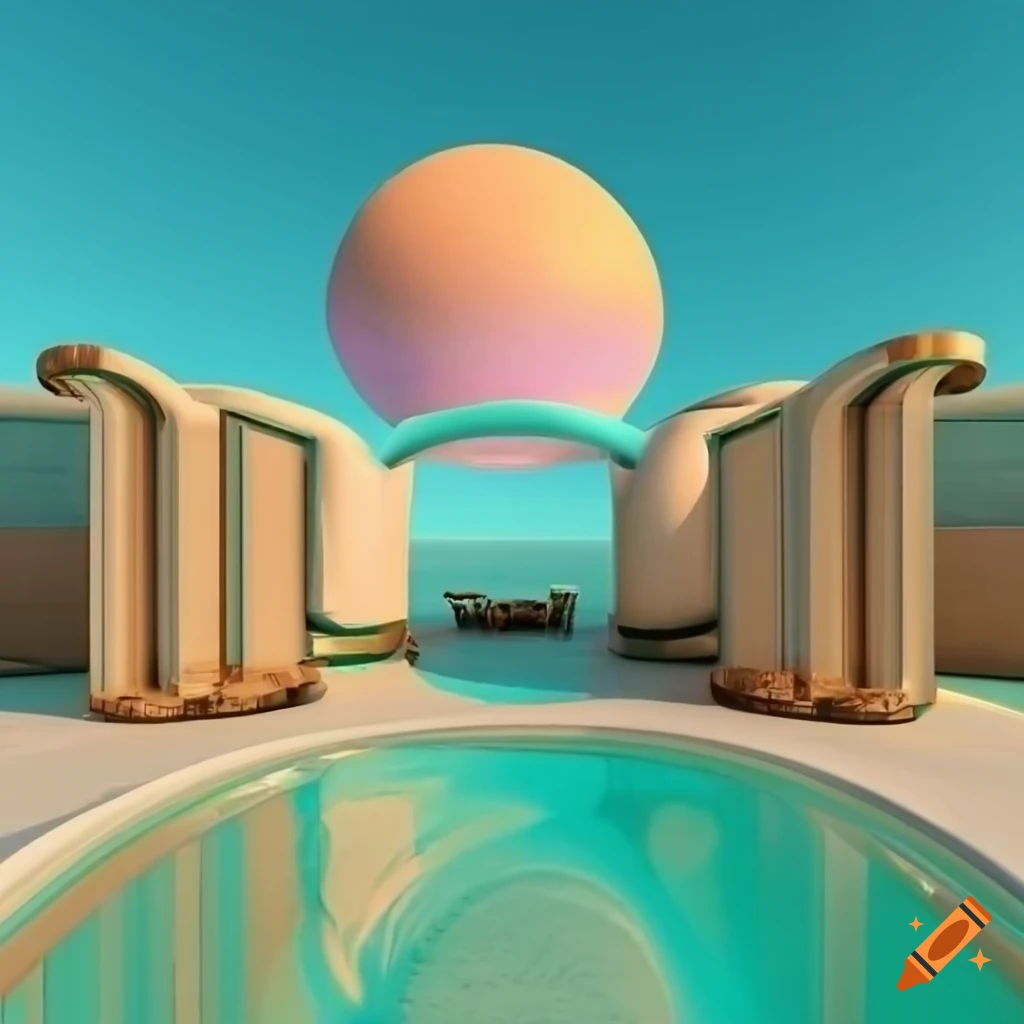 Surreal 3d rendered architecture living room on Craiyon