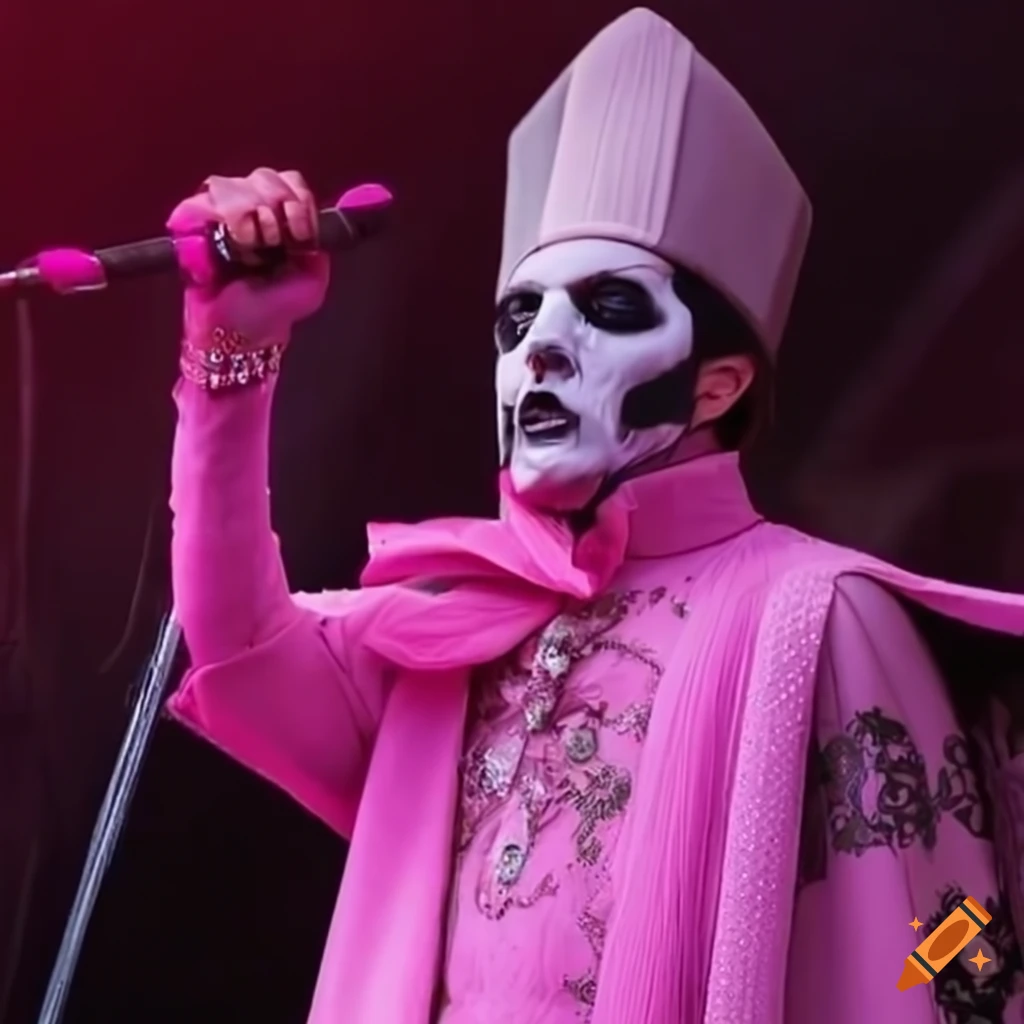 Image of the band ghost in pink dresses on Craiyon