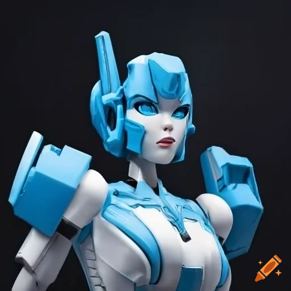 Female Transformers with white and light blue coloration on Craiyon