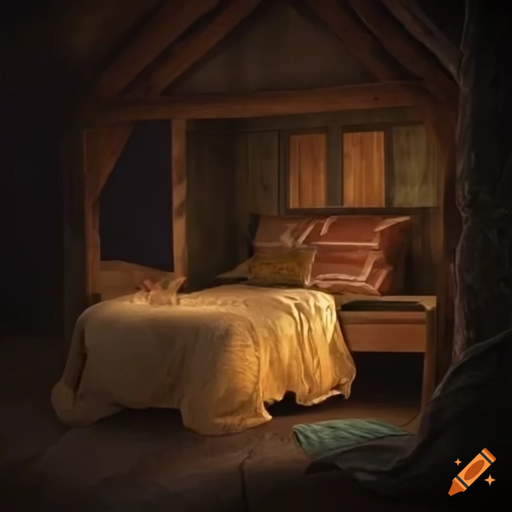 Minimalistic forest ranger hut interior