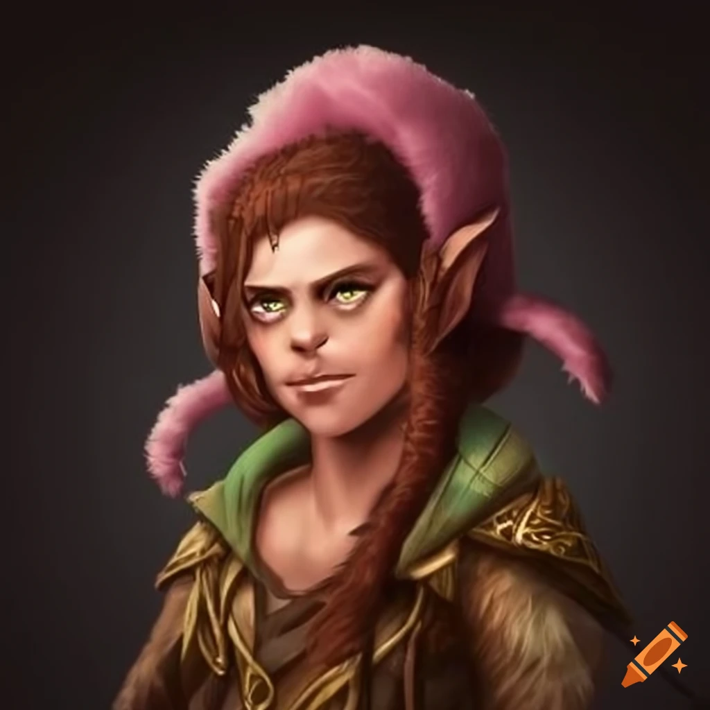 Illustration of an elf bard with a big fluffy hat