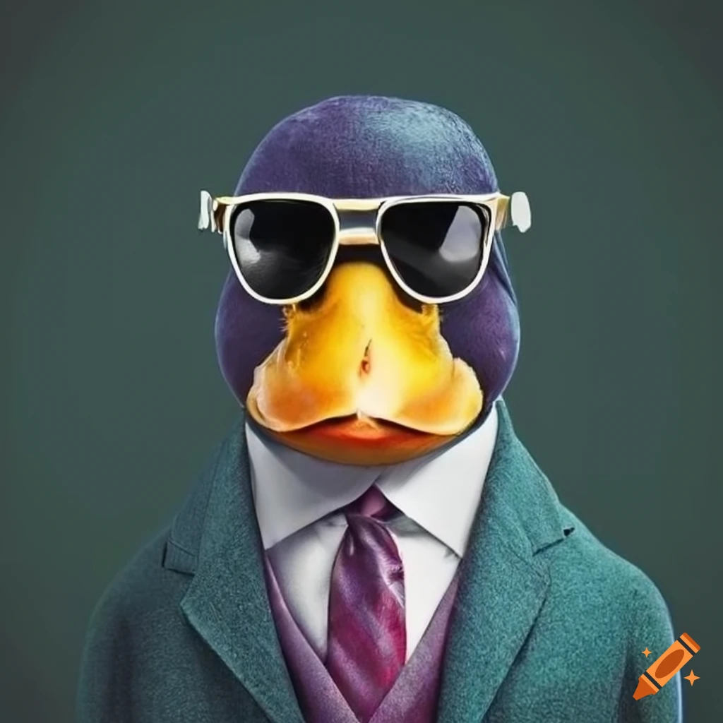 Stylish duck in suit and sunglasses on Craiyon