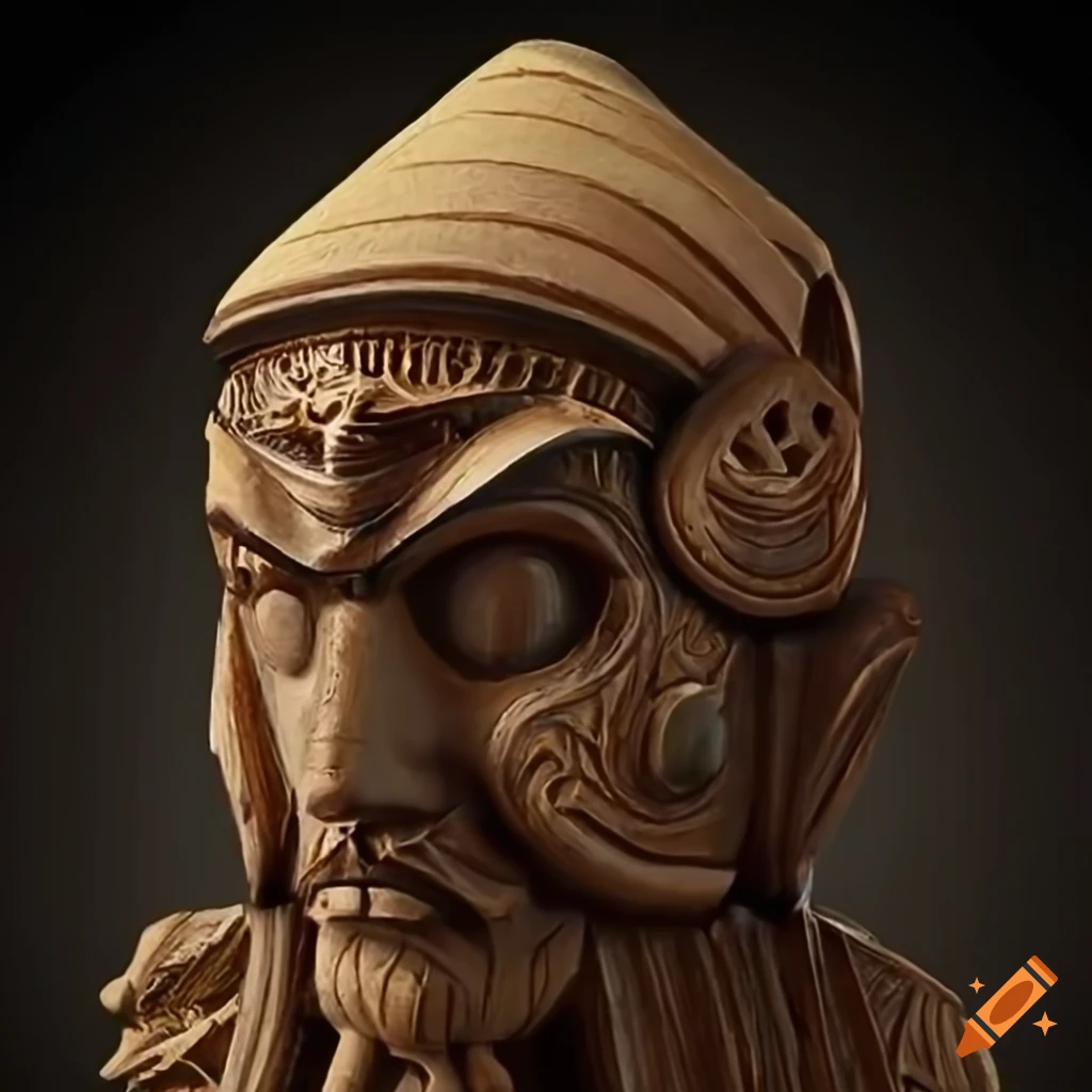 Sculpture of zelda game in architectural stave carving style on Craiyon
