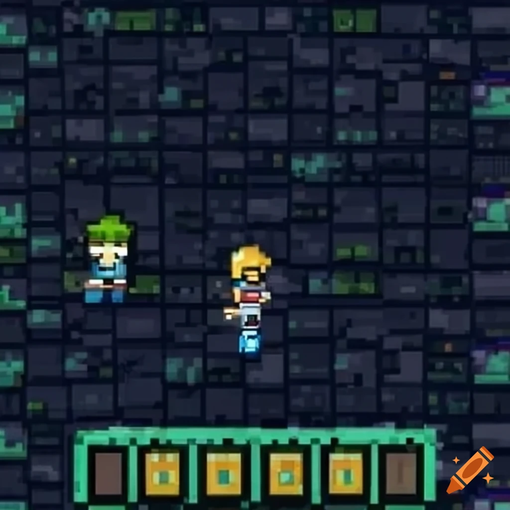 Pixelated adventure scene