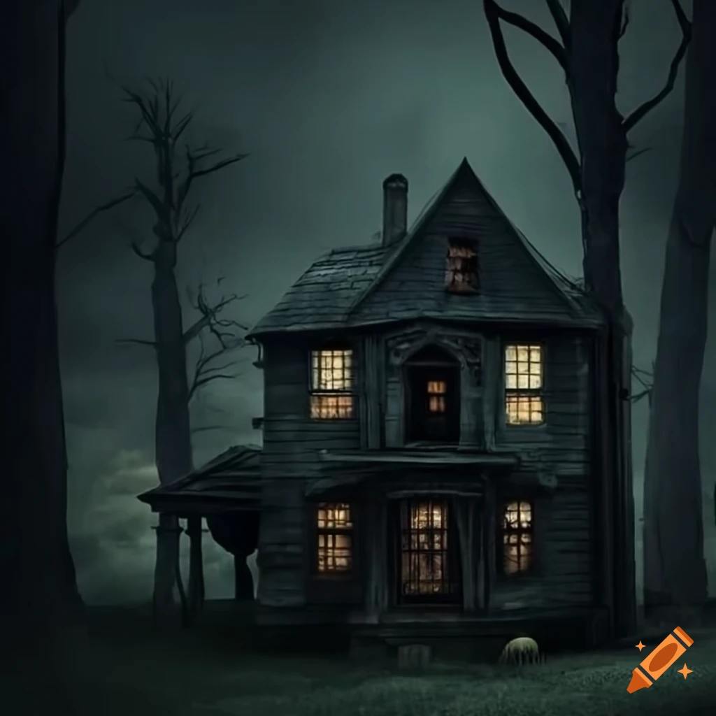 Eerie image of a dark house on Craiyon