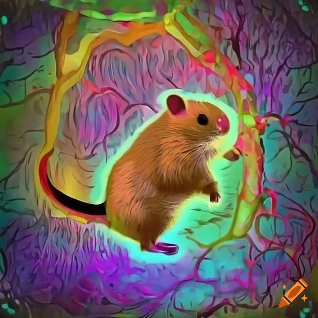 Beautiful oil painting of a blue minecraft rat in starry night on Craiyon