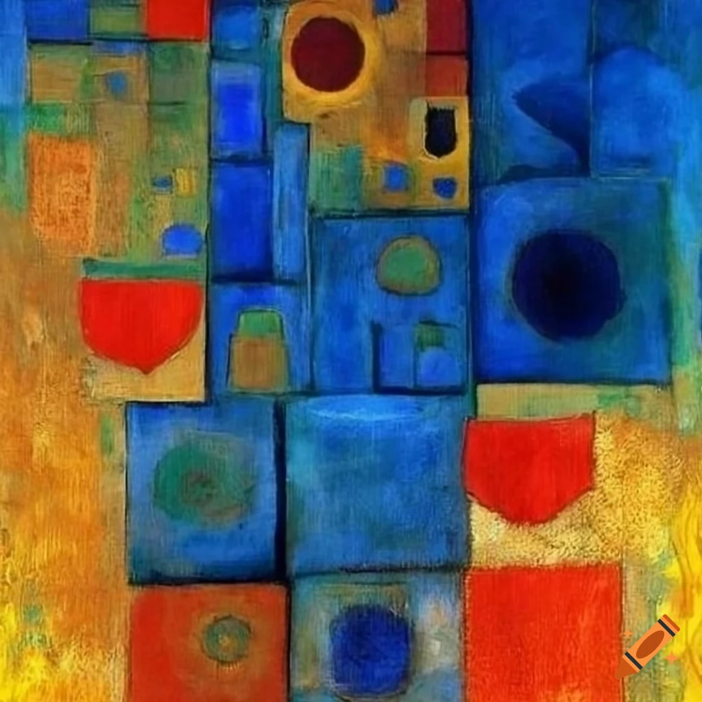 Geometric blue abstract art on Craiyon