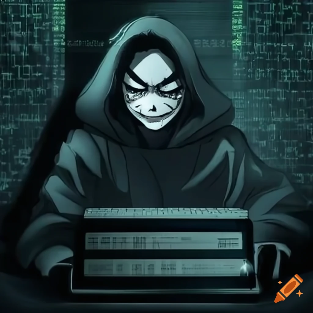 Hacker typing lines of code on a computer screen