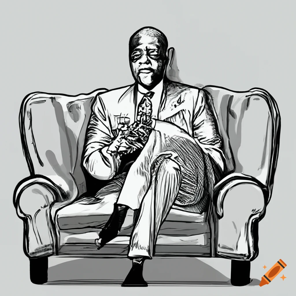 Portrait of a black politician sitting on a couch on Craiyon