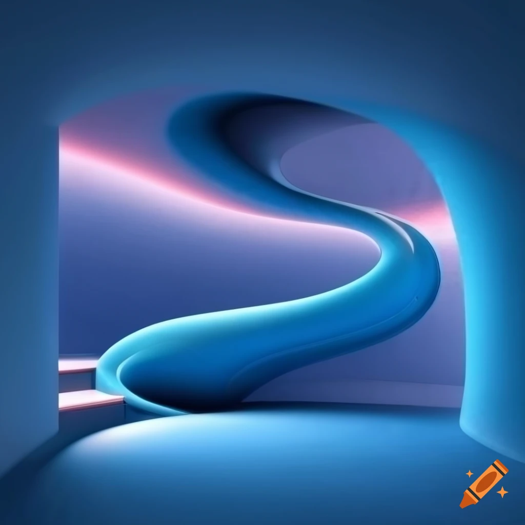 Surreal 3D rendered living room with pool hallway on Craiyon