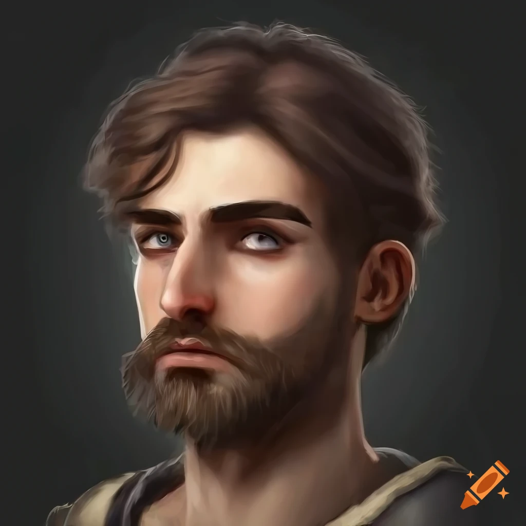 Portrait of a young fantasy peasant man on Craiyon