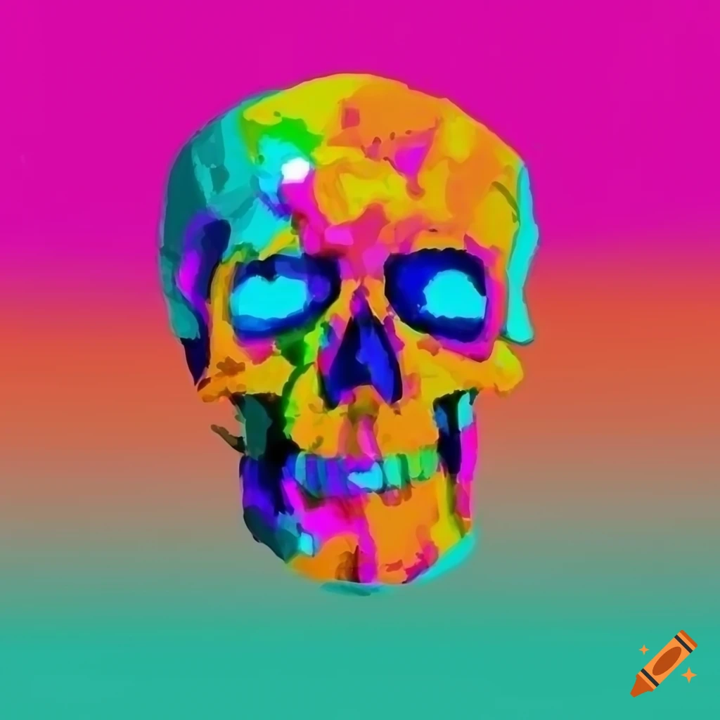 Stylized 3d art of vibrant skulls with creative accessories on Craiyon