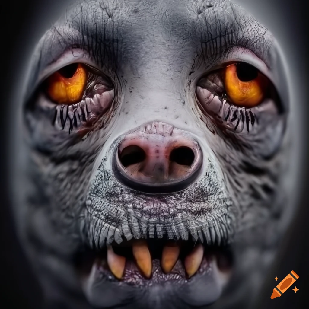 Photograph of a creature with exaggerated features in an uncanny valley ...