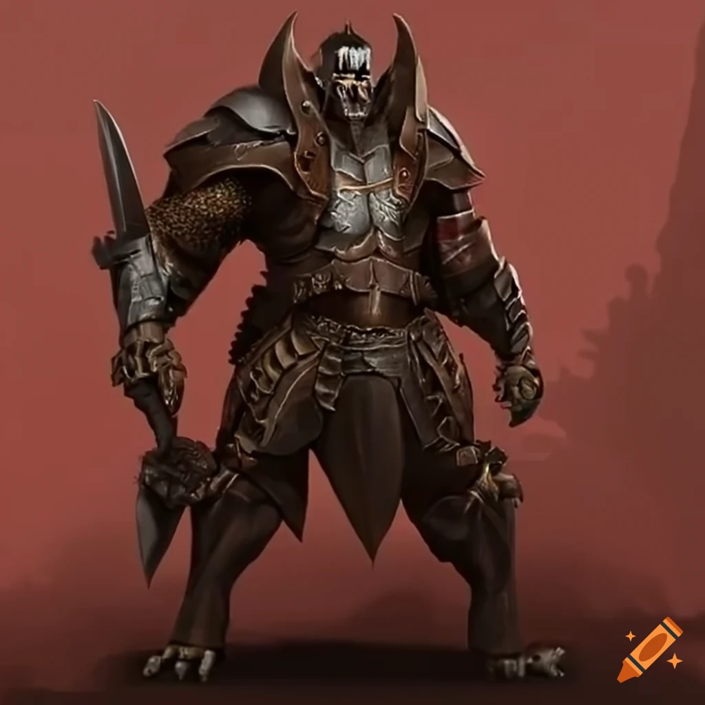 Detailed warforged construct in plated armor on Craiyon