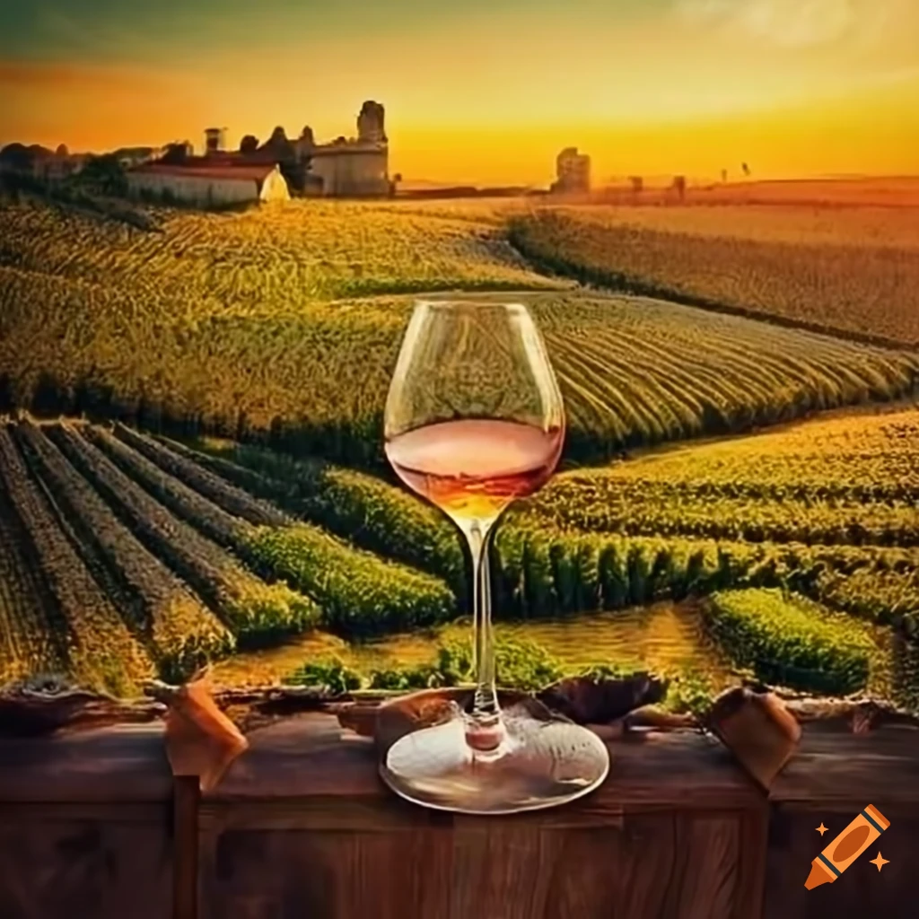 Tableaux de Vin représentant des châteaux et des champs de vignes on ...