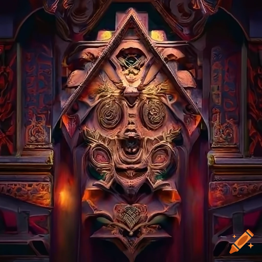 Detailed architectural stave carving inspired by zelda game