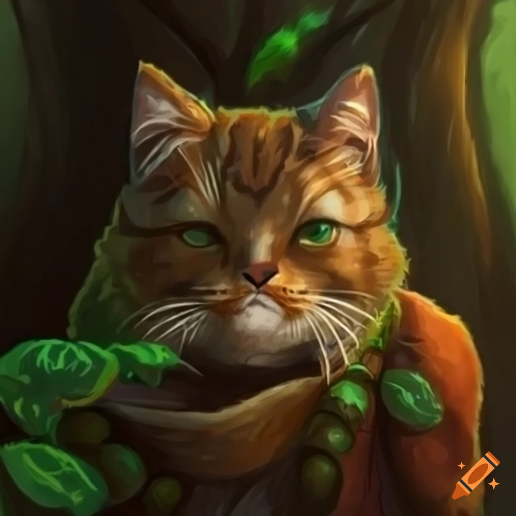 Comics-style illustration of a cat hiding in a bush on Craiyon