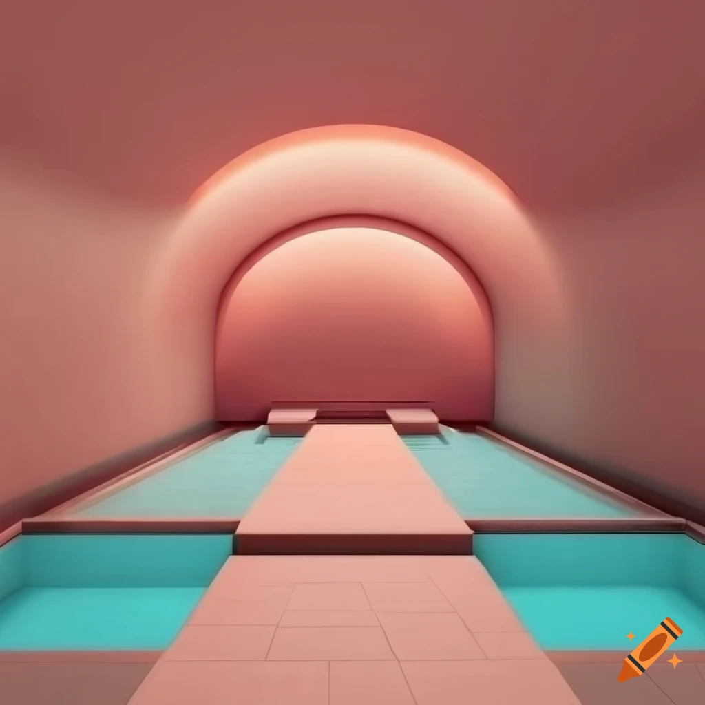 3d rendered spa interior with flowing curvy forms and shapes on Craiyon